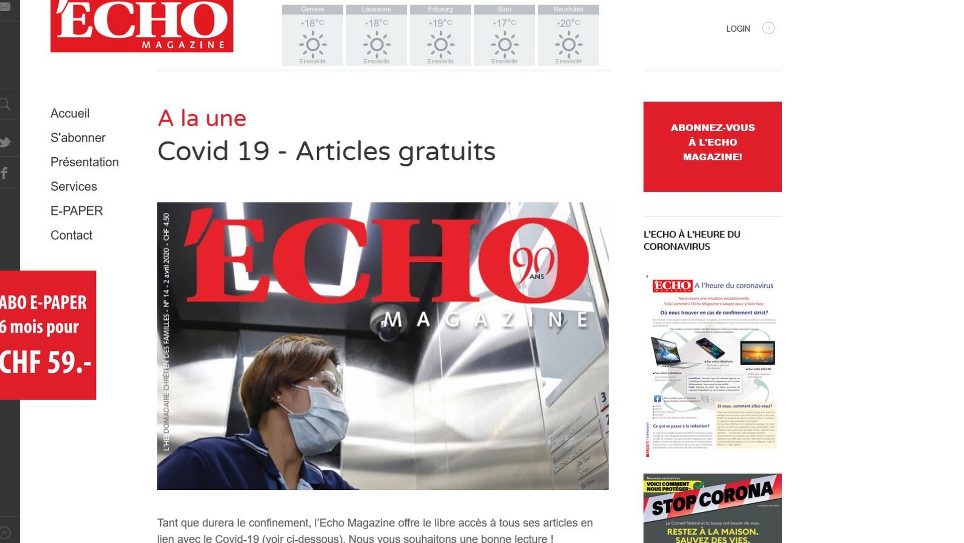 'L'Echo Magazine' se partage sur internet – Portail catholique suisse